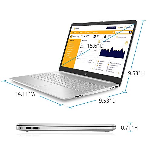 HP 15-dy1024wm 15.6 inches HD i3-1005G1 3.4GHz 4GB RAM 128GB SSD Win 10 Home in S Mode Silver (Renewed)