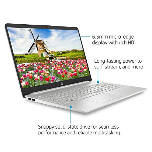 HP 15-dy1024wm 15.6 inches HD i3-1005G1 3.4GHz 4GB RAM 128GB SSD Win 10 Home in S Mode Silver (Renewed)