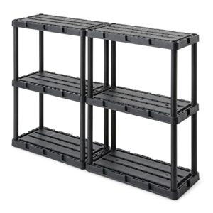 Gracious Living 3 Shelf Knect-A-Shelf Solid Light Duty Storage Unit 24 x 12 x 33 Organizer System for Home, Garage, Basement, and Laundry, Black