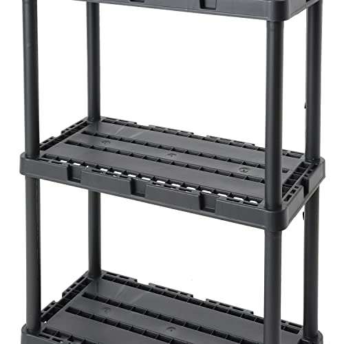 Gracious Living 3 Shelf Knect-A-Shelf Solid Light Duty Storage Unit 24 x 12 x 33 Organizer System for Home, Garage, Basement, and Laundry, Black