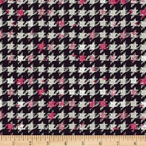 art gallery fabrics art gallery decadence houndstooth xiv amour stretch jersey knit, black