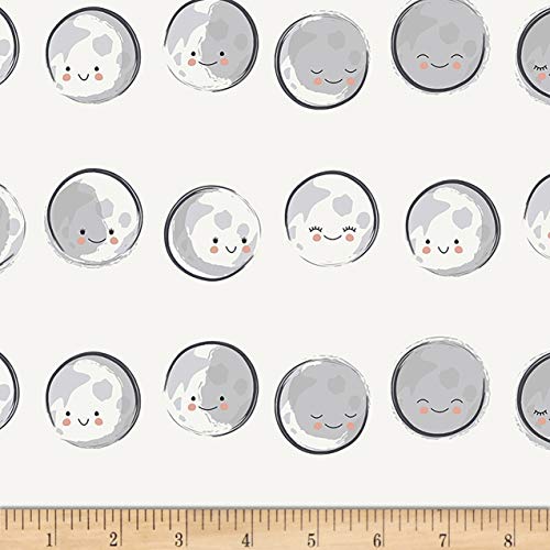 Art Gallery Fabrics Art Gallery Stargazer Happy Moons Fabric, White