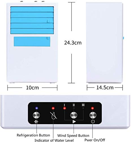 Personal Air Cooler - Evaporative Mini Air Conditioner with Icebox, 4-in-1 Portable Table Fan with 3 Fan Speeds, Quiet Mini Air Conditioner for Home & Office, Air Humidifier, AC Adapter Included