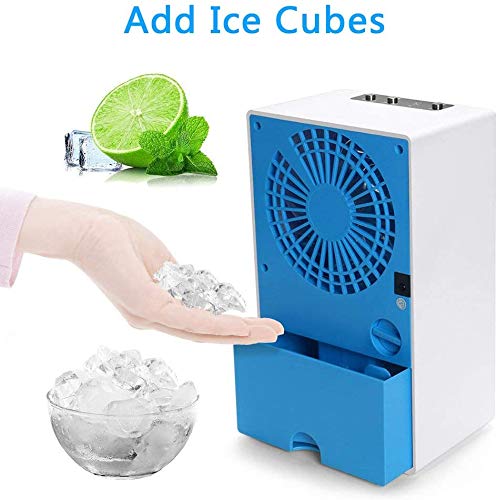 Personal Air Cooler - Evaporative Mini Air Conditioner with Icebox, 4-in-1 Portable Table Fan with 3 Fan Speeds, Quiet Mini Air Conditioner for Home & Office, Air Humidifier, AC Adapter Included