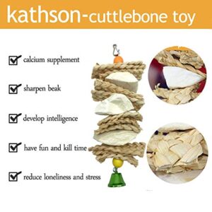 kathson Bird Seagrass Mat Parrot Grass Woven Hammock Parakeet Cuttlebone Chew Toys Trimming Cage Accessories Cockatiel Climbing Rope Ladder for Lovebird Conure Budgie,Cockatoo Supplies