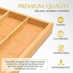 Signature Living Bamboo Expandable Utensil Drawer Organizer, Premium Bamboo for Cutlery, Flatware, Silverware - Drawer Dividers for Easy Storage (7-9 Slots)