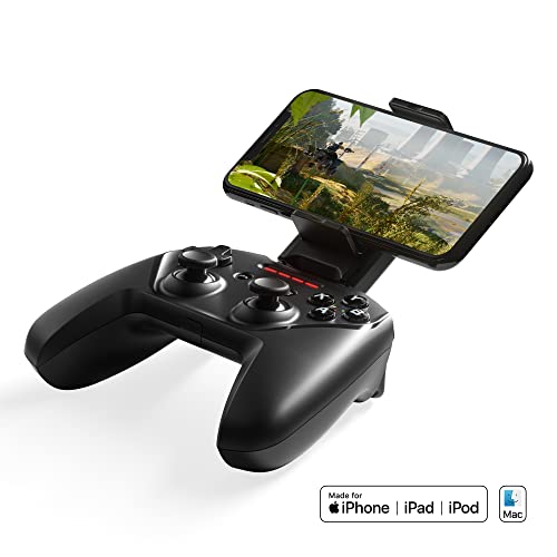 SteelSeries Nimbus+ Bluetooth Mobile Gaming Controller with iPhone Mount + Up to 4 Free Months of Apple Arcade, 50+ Hour Battery Life, Apple Licensed, Made for iOS, iPadOS, tvOS, Black