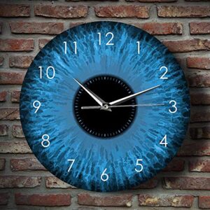 The Geeky Days Blue Eyes Iris Opticianry Silent Quartz Wall Clock Weird Macro Reptilian Eyeballs Eye Designed Home Decor Watch Eye Doctor Ophthalmology Gifts