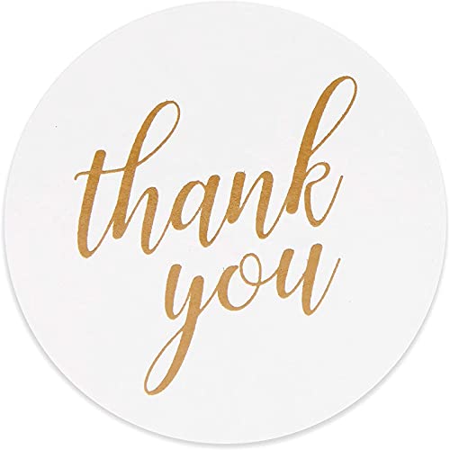 250-Pack 4x6-Inch Clear Cellophane Cookie Bags with Gold Foil Polka Dots and 1.5-Inch White Round "Thank You" Stickers with Gold Foil Cursive Font, Plastic Treat Bags with Sealable Flap