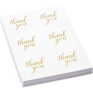 250-Pack 4x6-Inch Clear Cellophane Cookie Bags with Gold Foil Polka Dots and 1.5-Inch White Round "Thank You" Stickers with Gold Foil Cursive Font, Plastic Treat Bags with Sealable Flap