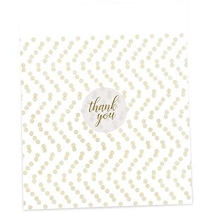 250-Pack 4x6-Inch Clear Cellophane Cookie Bags with Gold Foil Polka Dots and 1.5-Inch White Round "Thank You" Stickers with Gold Foil Cursive Font, Plastic Treat Bags with Sealable Flap