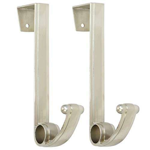 Iconikal Deluxe Over-The-Door Single Coat Hook, Satin Nickel, 2-Pack