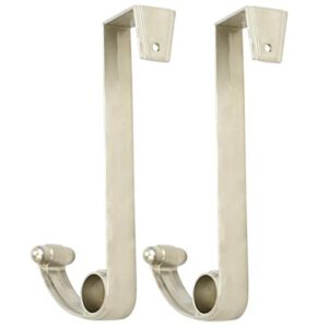 Iconikal Deluxe Over-The-Door Single Coat Hook, Satin Nickel, 2-Pack