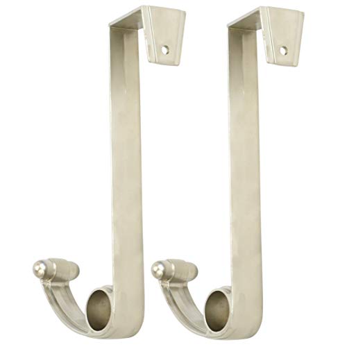 Iconikal Deluxe Over-The-Door Single Coat Hook, Satin Nickel, 2-Pack