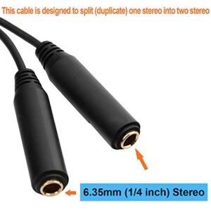 tisino 1/4 Splitter Cable, 1/4" TRS Stereo Male to Dual 1/4" TRS Stereo Female Jack Quarter Inch Splitter Cord - 8 inches /20cm