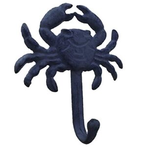 the bridge collection cast iron coastal blue crab wall hook key hook for beach house or nautical decor