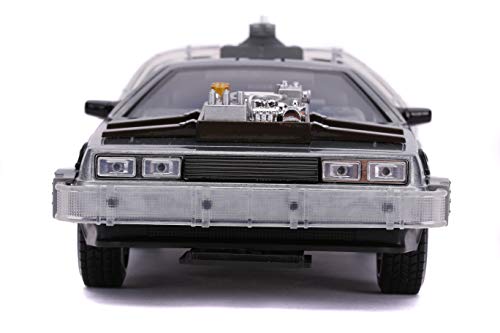 JADA TOYS, Back to The Future Part III: Time Machine with Light-up 1:24 Scale Vehicle, Unisex Adult Silver