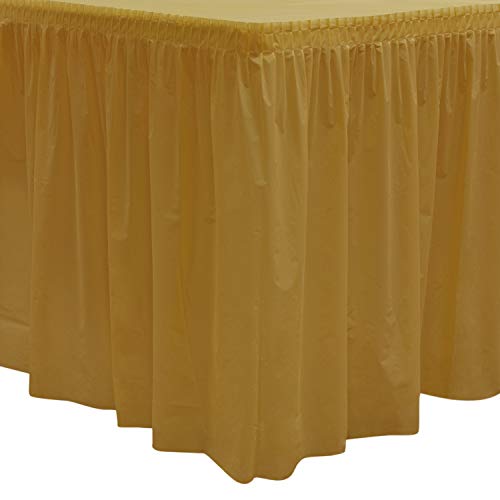 Party Essentials Plastic Table Skirt, 2-Count, 29" W x 8' (96") L, Metallic Gold