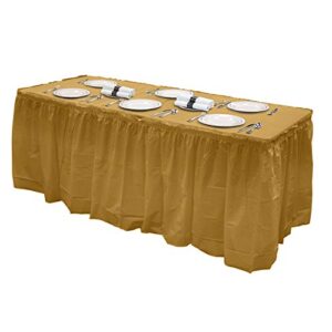 Party Essentials Plastic Table Skirt, 2-Count, 29" W x 8' (96") L, Metallic Gold