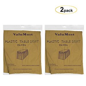 Party Essentials Plastic Table Skirt, 2-Count, 29" W x 8' (96") L, Metallic Gold