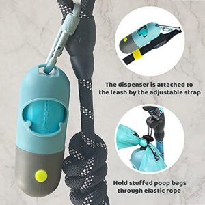 Dog Poop Bag Dispenser with Built-in LED Flashlight and Metal Clip for Leash, Pet Waste Bag Holder, Dog Walking Accessory, Crystal Blue