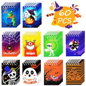 60pcs halloween notepads party favors for kids - spiral notebooks hallowmas trick or treat goodie bag stuffers filler gifts supplies decorations, 10 styles