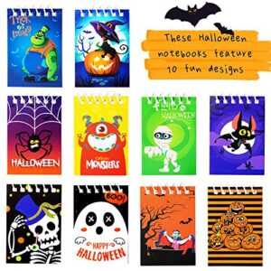 60PCS Halloween Notepads Party Favors for Kids - Spiral Notebooks Hallowmas Trick or Treat Goodie Bag Stuffers Filler Gifts Supplies Decorations, 10 Styles