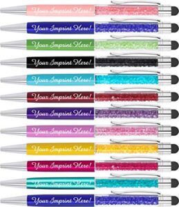 express pencils™ - personalized crystal pens with stylus - metal gem pen - custom metallic printed name pens with black ink - imprinted with message | ideas for her | 12 pcs/pack (assorted)