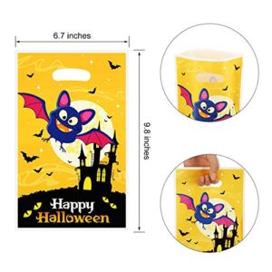 120 Pieces Halloween Plastic Bags Candy Bags Trick or Treat Bags Jack O Lantern Pumpkin Treat Bags Goody Bags Favor Bags for Halloween Party Favor