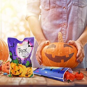 120 Pieces Halloween Plastic Bags Candy Bags Trick or Treat Bags Jack O Lantern Pumpkin Treat Bags Goody Bags Favor Bags for Halloween Party Favor