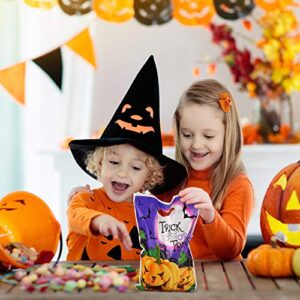 120 Pieces Halloween Plastic Bags Candy Bags Trick or Treat Bags Jack O Lantern Pumpkin Treat Bags Goody Bags Favor Bags for Halloween Party Favor