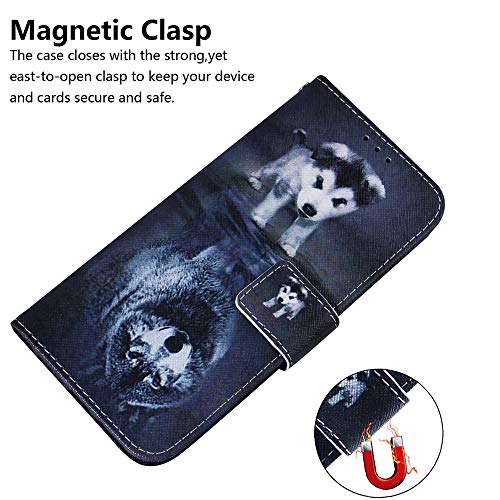 LEMAXELERS Redmi Note 9 Pro Cover Shockproof Dog Wolf Pattern PU Leather Flip Card Slot Wallet Case Magnetic Stand Card Slot Folio Case for Xiaomi Redmi Note 9S/Note 9 Pro Max Dog Wolf Pattern TX