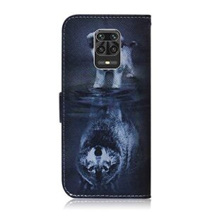 LEMAXELERS Redmi Note 9 Pro Cover Shockproof Dog Wolf Pattern PU Leather Flip Card Slot Wallet Case Magnetic Stand Card Slot Folio Case for Xiaomi Redmi Note 9S/Note 9 Pro Max Dog Wolf Pattern TX