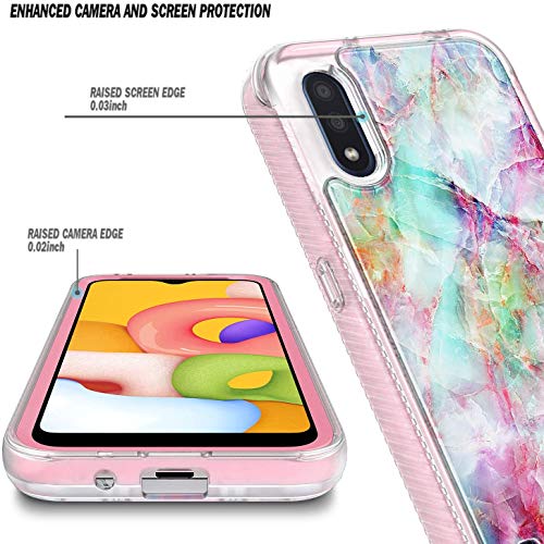 E-Began Case for Samsung Galaxy A01 with [Built-in Screen Protector], Full-Body Protective Rugged Bumper Cover, Shockproof Impact Resist Durable Case -Marble Design Fantasy