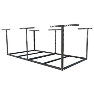 fleximounts 4x8 overhead garage storage rack without decking,garage storage organization systerm,heavy duty metal garage ceiling storage racks,600lbs weight capacity,black