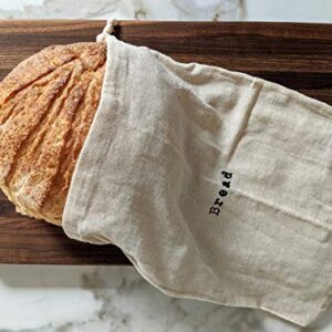 Set of 2 Extra Large Farmhouse Natural Linen 12"x15" Artisan Boule Bread Bags, Reusable Drawstring Bag for Homemade Bread Storage, Perfect for Bakers, House Warming, Reusable Food Storage