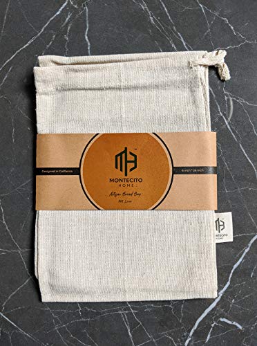 Set of 2 Extra Large Farmhouse Natural Linen 12"x15" Artisan Boule Bread Bags, Reusable Drawstring Bag for Homemade Bread Storage, Perfect for Bakers, House Warming, Reusable Food Storage