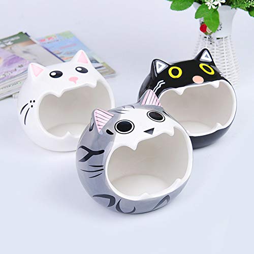 Small Animal Pet House Ceramic Nest Hamster Hideout Chinchillas House for Chinchillas Hamster Gerbils Hedgehog (Black Cat)