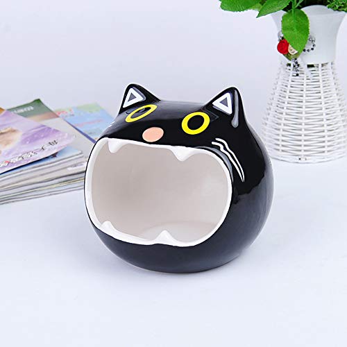 Small Animal Pet House Ceramic Nest Hamster Hideout Chinchillas House for Chinchillas Hamster Gerbils Hedgehog (Black Cat)