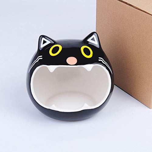 Small Animal Pet House Ceramic Nest Hamster Hideout Chinchillas House for Chinchillas Hamster Gerbils Hedgehog (Black Cat)