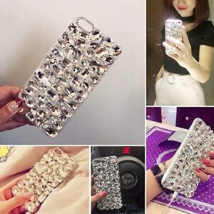 Case for Huawei P40 Lite Full Diamond, 3D Handmade Luxury Sparkle Crystal Rhinestone Diamond Glitter Bling Clear TPU Silicone Case Cover for Huawei P40 Lite/Nova 7i/ Nova 6 SE (Clear/White)