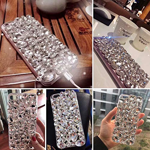 Case for Huawei P40 Lite Full Diamond, 3D Handmade Luxury Sparkle Crystal Rhinestone Diamond Glitter Bling Clear TPU Silicone Case Cover for Huawei P40 Lite/Nova 7i/ Nova 6 SE (Clear/White)