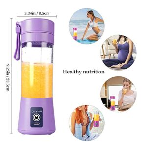 Electric USB Juicer Blender Portable Juicer Cup 380ml Water Bottle Juicer Machine with 6 Blades, 2000mAh Rechargable Battery