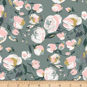 art gallery fabrics art gallery fusion everlasting blooms sparkler fabric, green