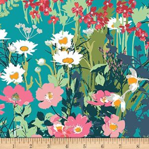 art gallery fabrics art gallery lavish motherÂ’s garden rich fabric, teal