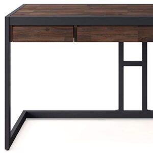 SIMPLIHOME Erina SOLID WOOD and Metal Modern Industrial 60 inch Wide Home Office Desk, Writing Table, Workstation, Study Table Furniture in Distressed Charcoal Brown with 2 Drawers