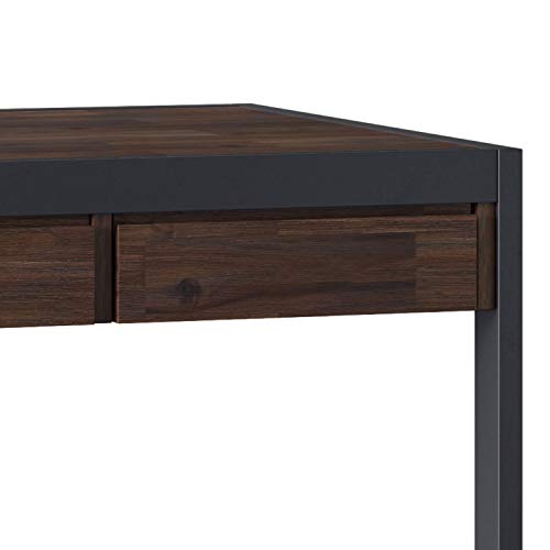 SIMPLIHOME Erina SOLID WOOD and Metal Modern Industrial 60 inch Wide Home Office Desk, Writing Table, Workstation, Study Table Furniture in Distressed Charcoal Brown with 2 Drawers