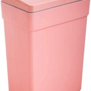 Pink 13 Gallon Touch Free Automatic Trash Can High Capacity Plastic Garbage Can Trash Bin with Lid for Kitchen Living Room Office Bathroom, 50L Electronic Touchless Motion Sensor Automatic Trash Can…