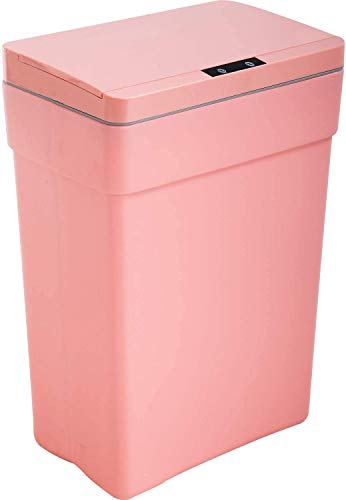 Pink 13 Gallon Touch Free Automatic Trash Can High Capacity Plastic Garbage Can Trash Bin with Lid for Kitchen Living Room Office Bathroom, 50L Electronic Touchless Motion Sensor Automatic Trash Can…