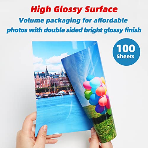 Thick Photo Paper Glossy Double Sided 100 Sheets 8.5x11 Heavyweight 69lb 260gsm Inkjet Both Sides Printable 11.8mil A4 Letter size Flyer Bulk Pack 8.5 x 11 Card paper postcard postal Uinkit